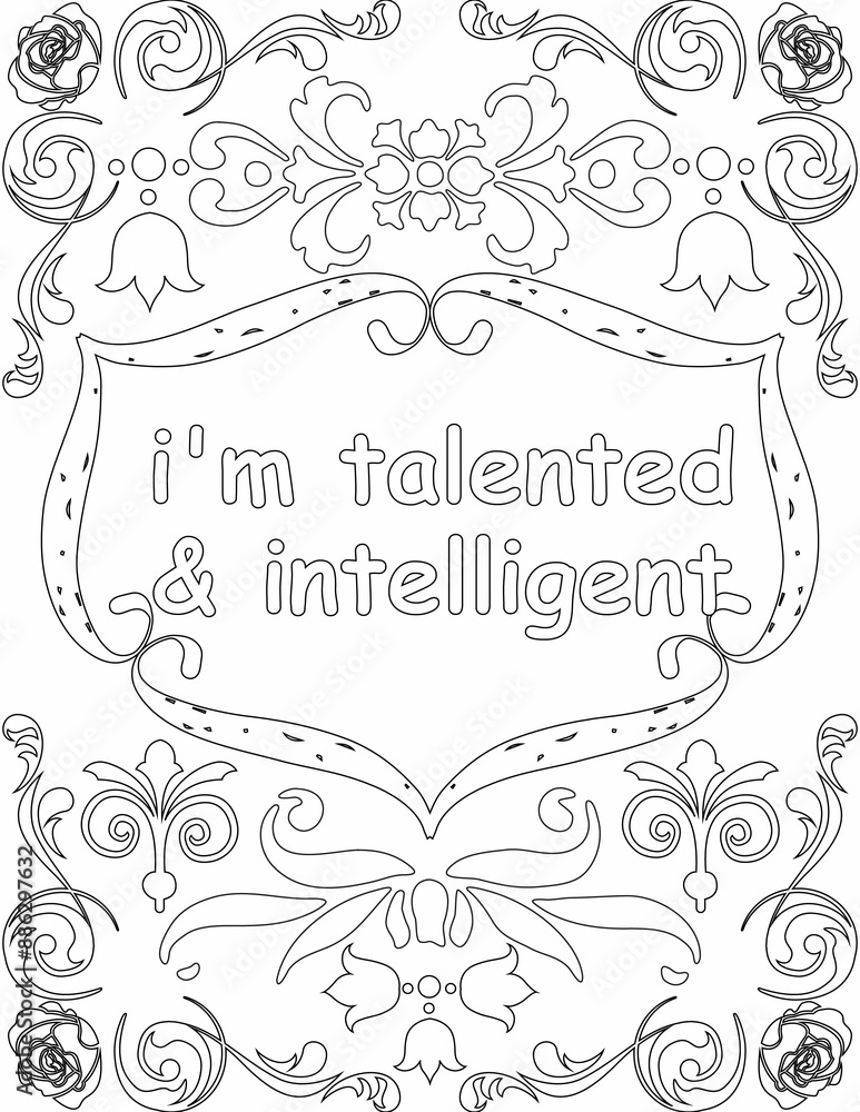 Printable floral coloring page for kids and adults with inspirational ...