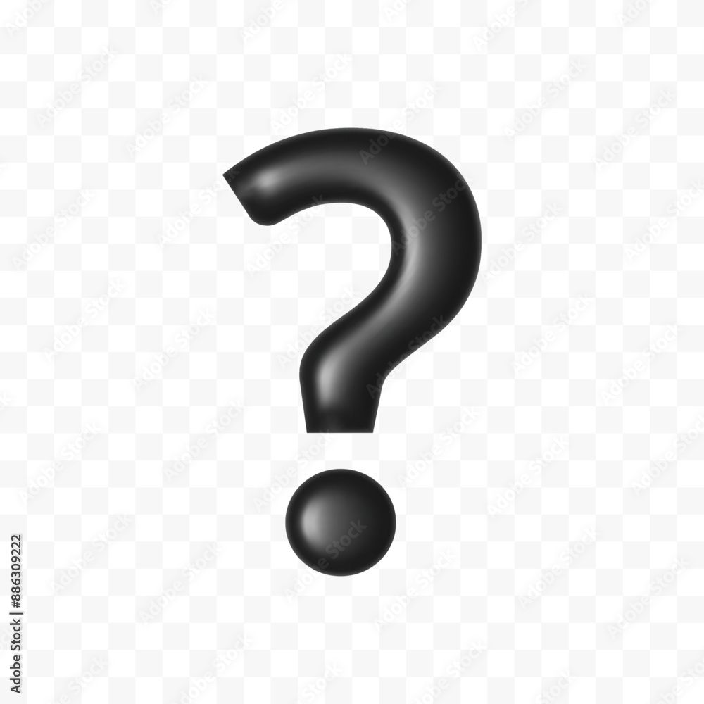3d black shiny question mark sign symbol png transparent background ...