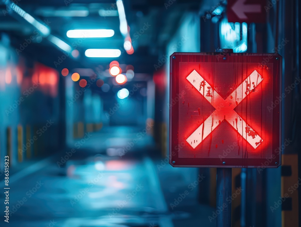 warning sign against unauthorized access, featuring a red alert banner ...