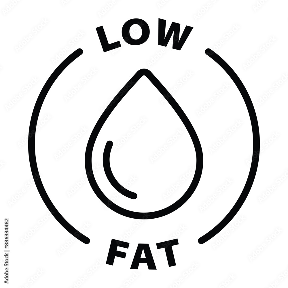 low fat black outline icon round rounded circle badge stamp label ...
