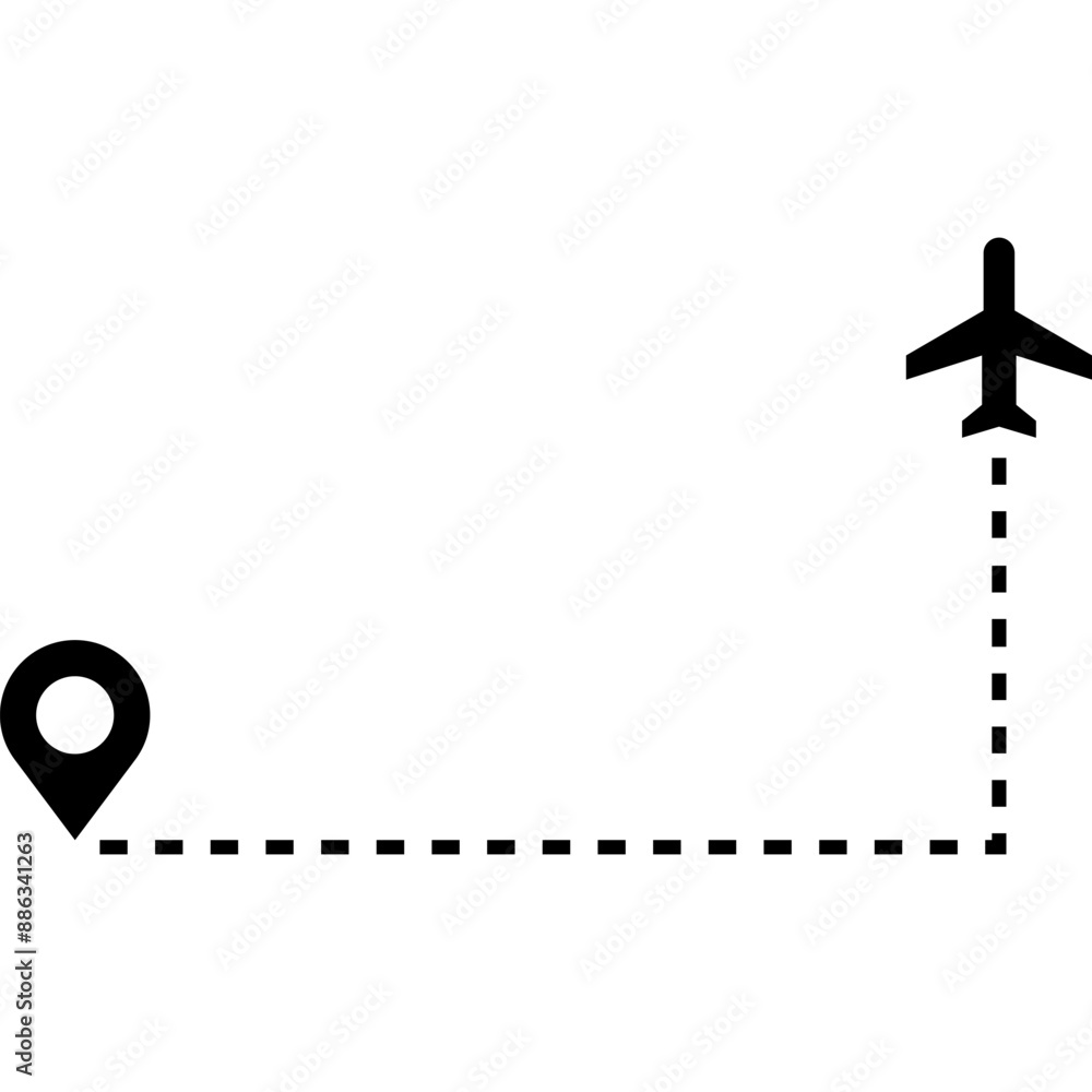 Airplane Path Way. Airplane Track to Point. Plane Flight Path. Flight ...