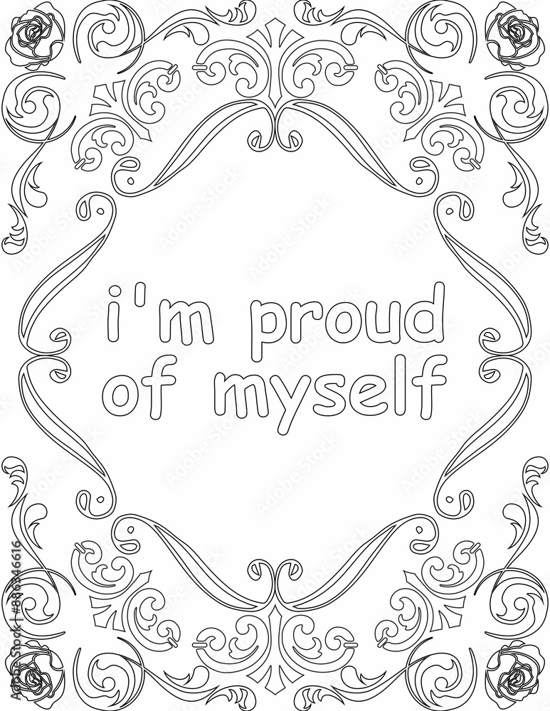 Printable floral coloring page for kids and adults with inspirational ...