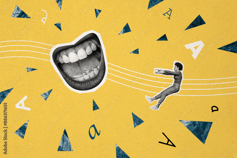Composite photo collage of scream mouth hate concept scared american ...