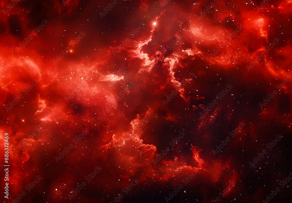 Red Galaxy Nebula Space Background with Smoke and Fire Stock Photo ...