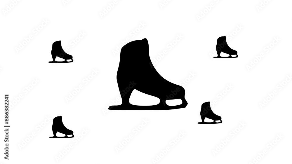 Zoom in and out animation the womens ice skate symbol. Large black ...