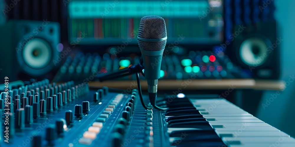 Professional Audio Recording Setup Podcast Studio with Microphone ...