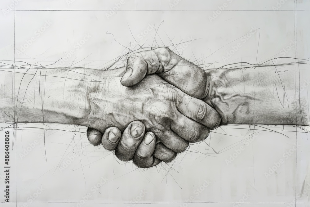 A drawing depicting a handshake between two hands, symbolizing ...