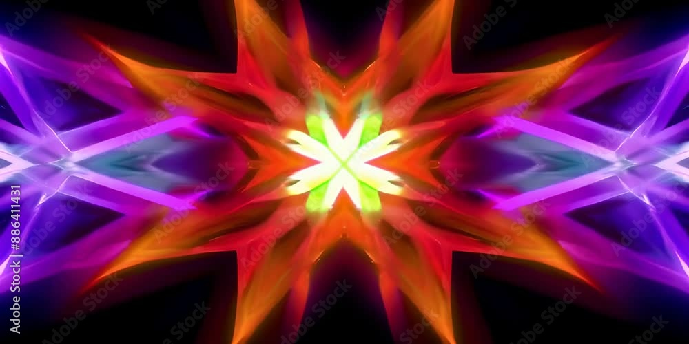 Horizontal video of vibrant symmetrical digital artwork featuring ...