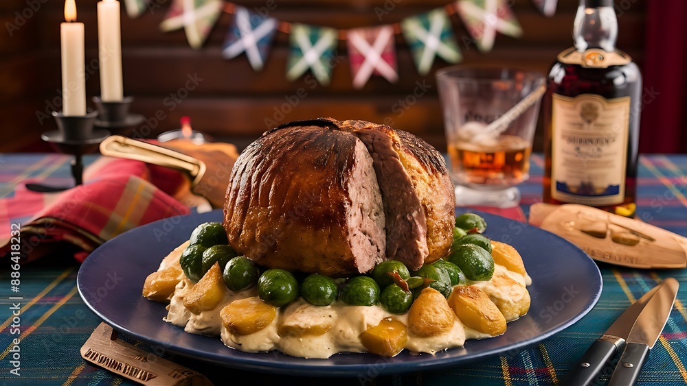 Haggis, neeps and tatties (haggis with turnips and potatoes ...