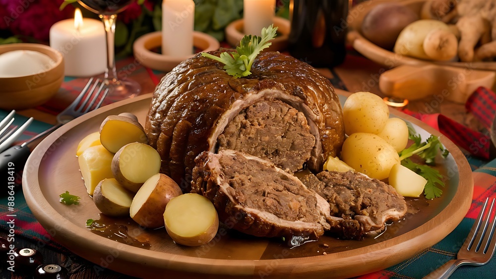 Haggis, neeps and tatties (haggis with turnips and potatoes ...