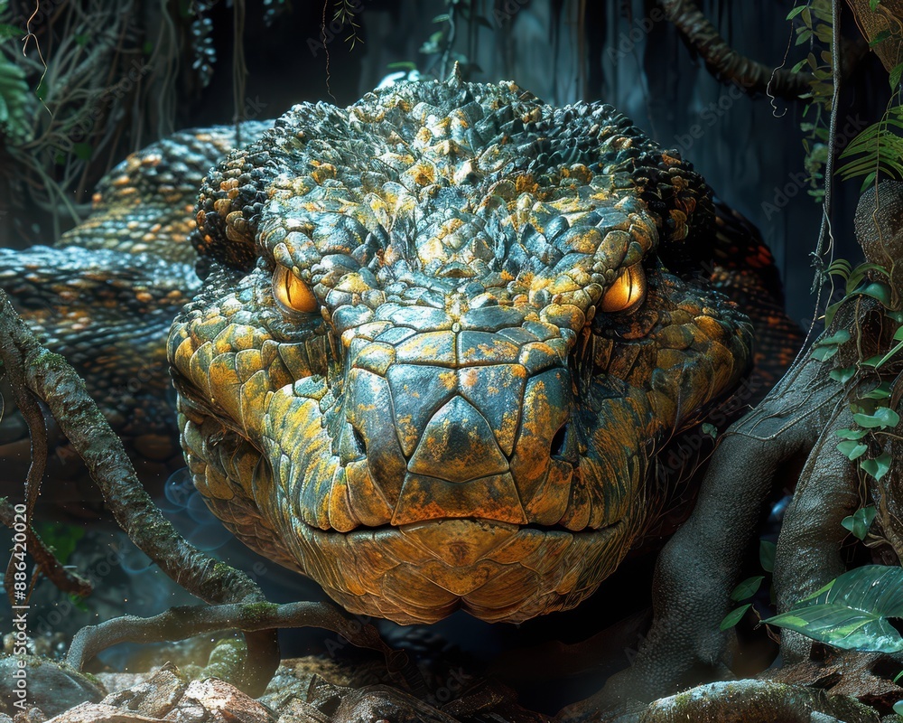 Mystical Guardian Serpent of the Ancient Treasure Trove in Enchanted ...