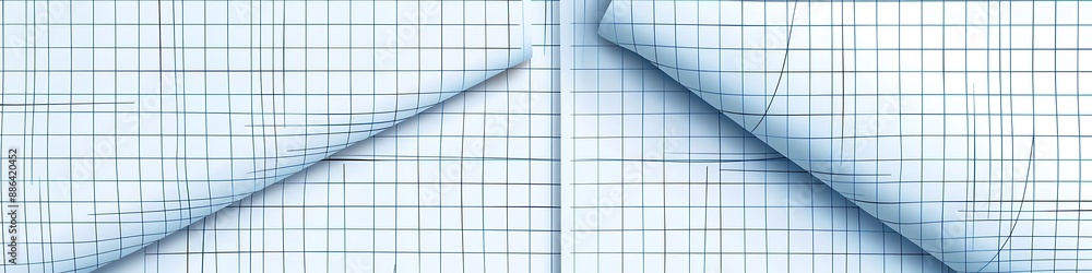 Realistic vector design of square lined paper sheets, featuring grid ...