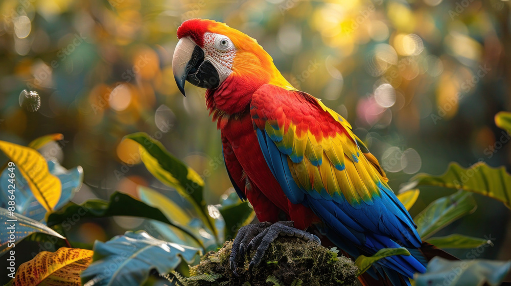 Vibrant red, blue, and yellow macaws, also known as aras, are colorful ...