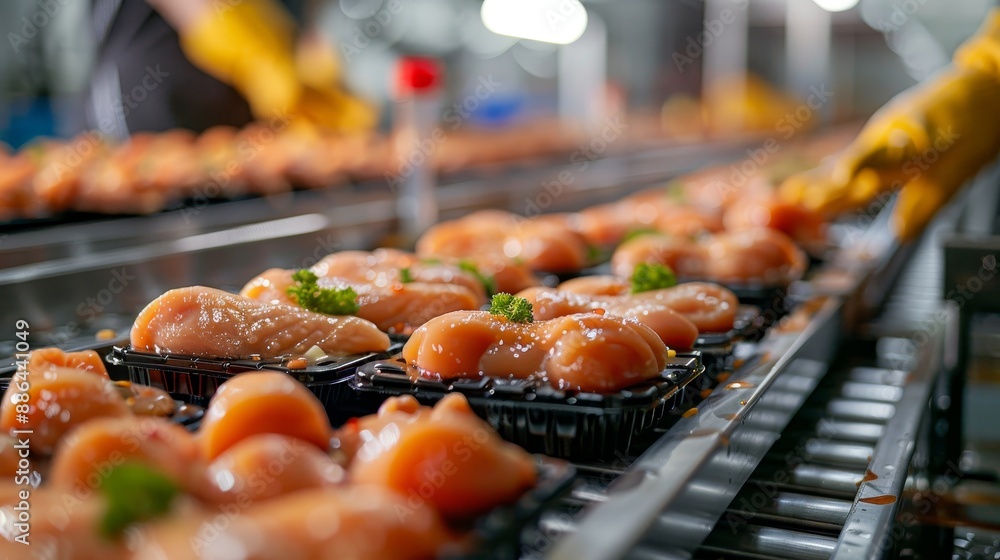 Fresh chicken processing plant, clean and detailed packaging process ...