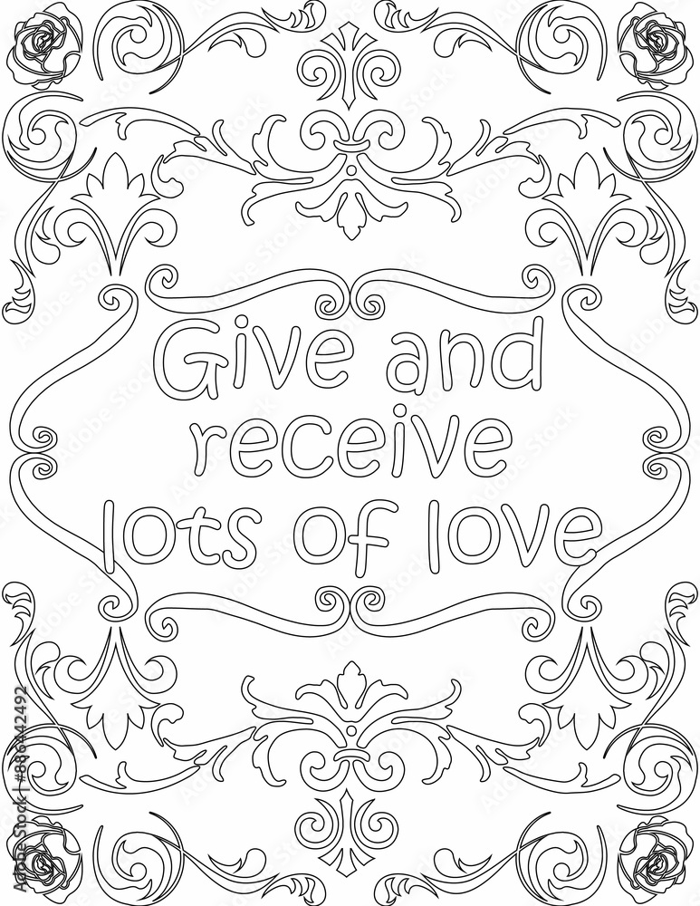Printable floral coloring page for kids and adults with inspirational ...