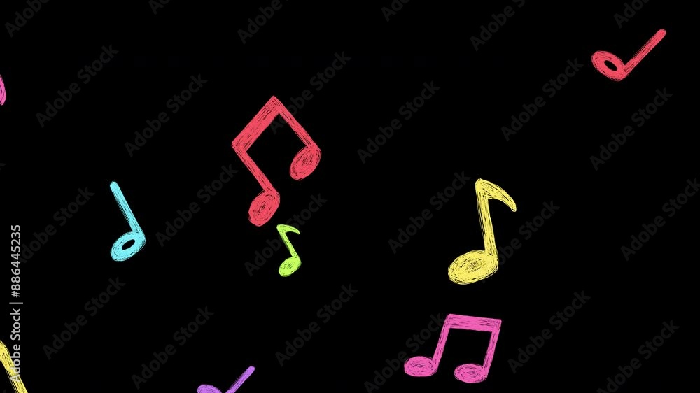 Musical notes flying from center, Musical notes streaming up in melody ...