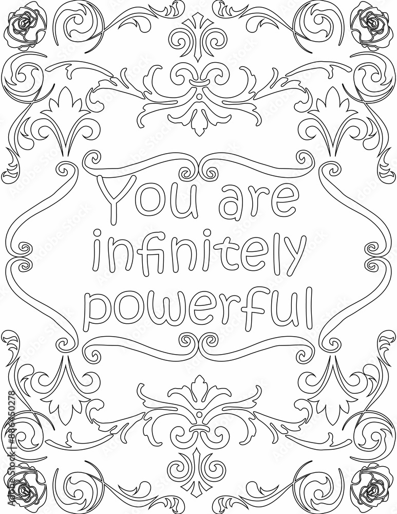 Printable floral coloring page for kids and adults with inspirational ...