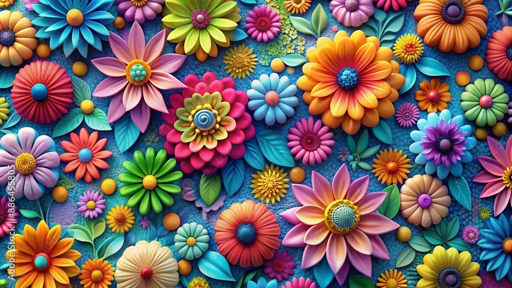 Vibrant 3D flower pattern adorns a sleek, smooth surface in ultra-clear ...