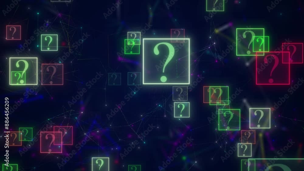 Question Mark Flying Animation. Question Mark And Plexus Network Moving ...