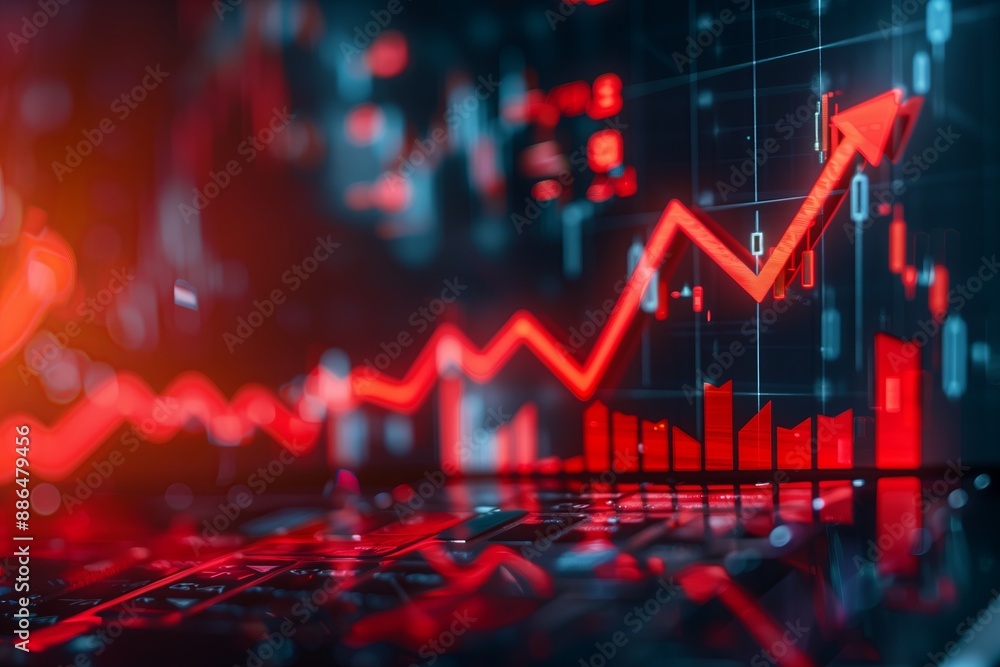 Red arrow with a graph showing rising prices in the consumer market ...
