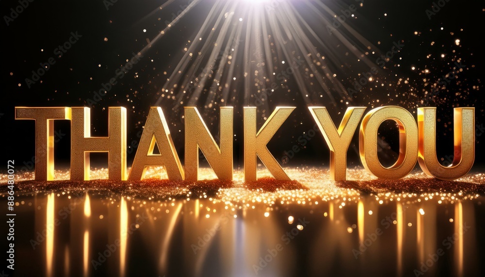 Thank you gold letters with sparkling lights and a black background ...
