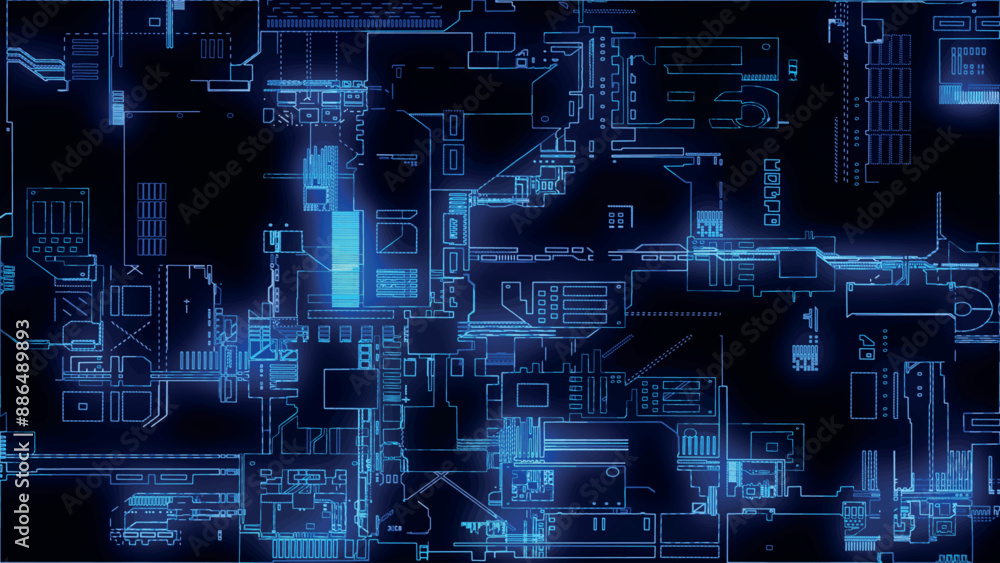 Printed circuit board. Visualization of advanced technology concept ...