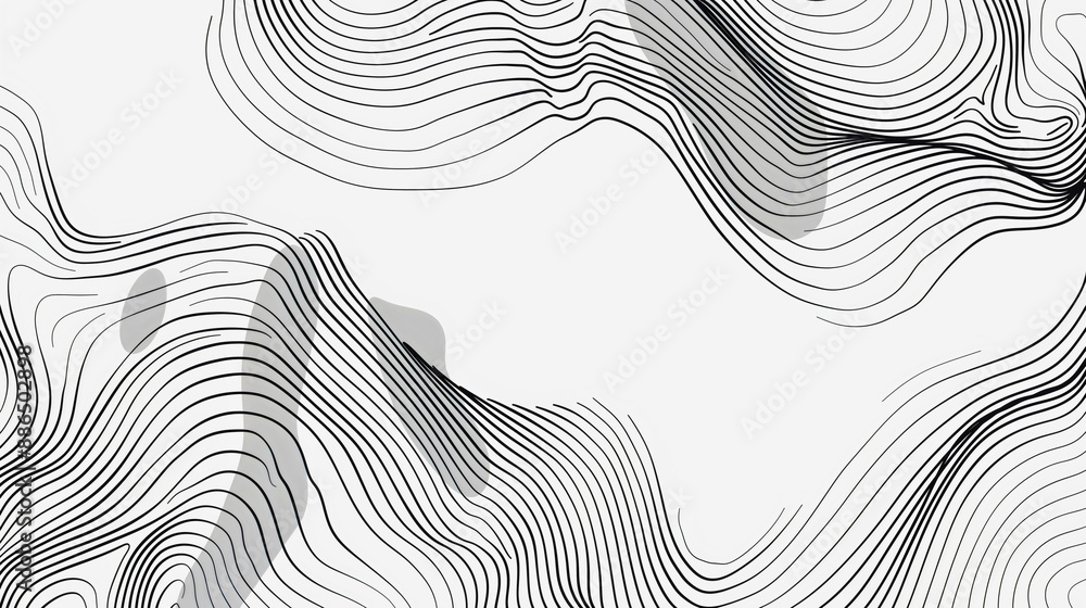 Abstract black vector lines forming shape of waves isolated on white ...