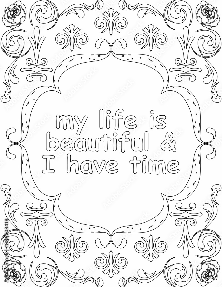 Printable floral coloring page for kids and adults with inspirational ...
