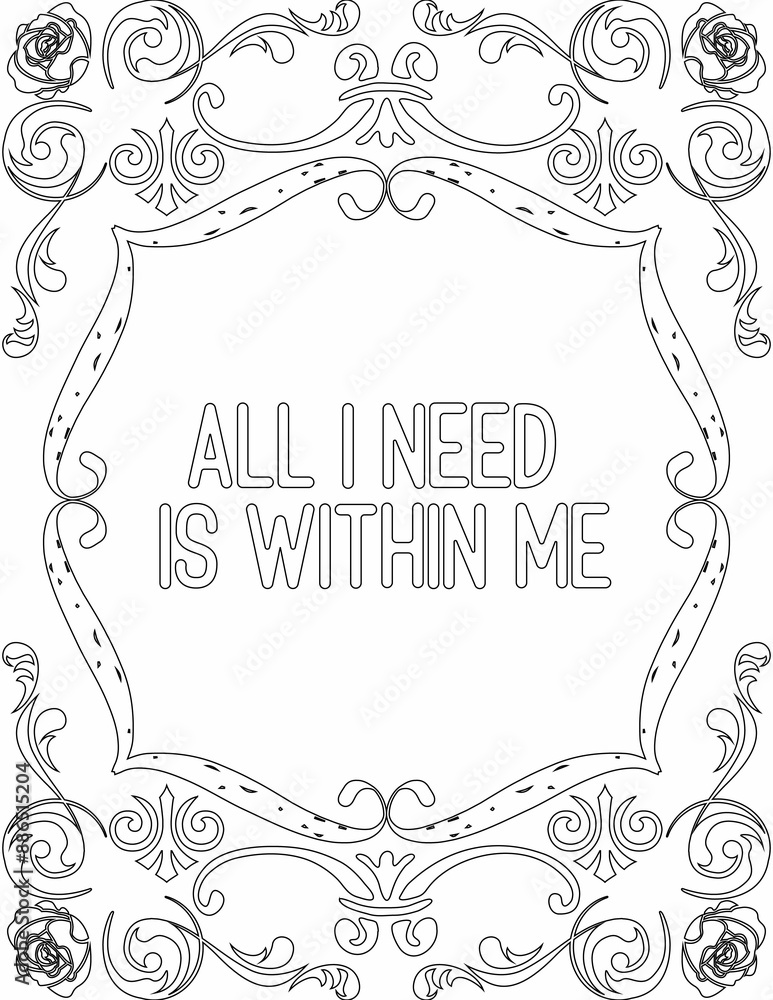 Printable floral coloring page for kids and adults with inspirational ...