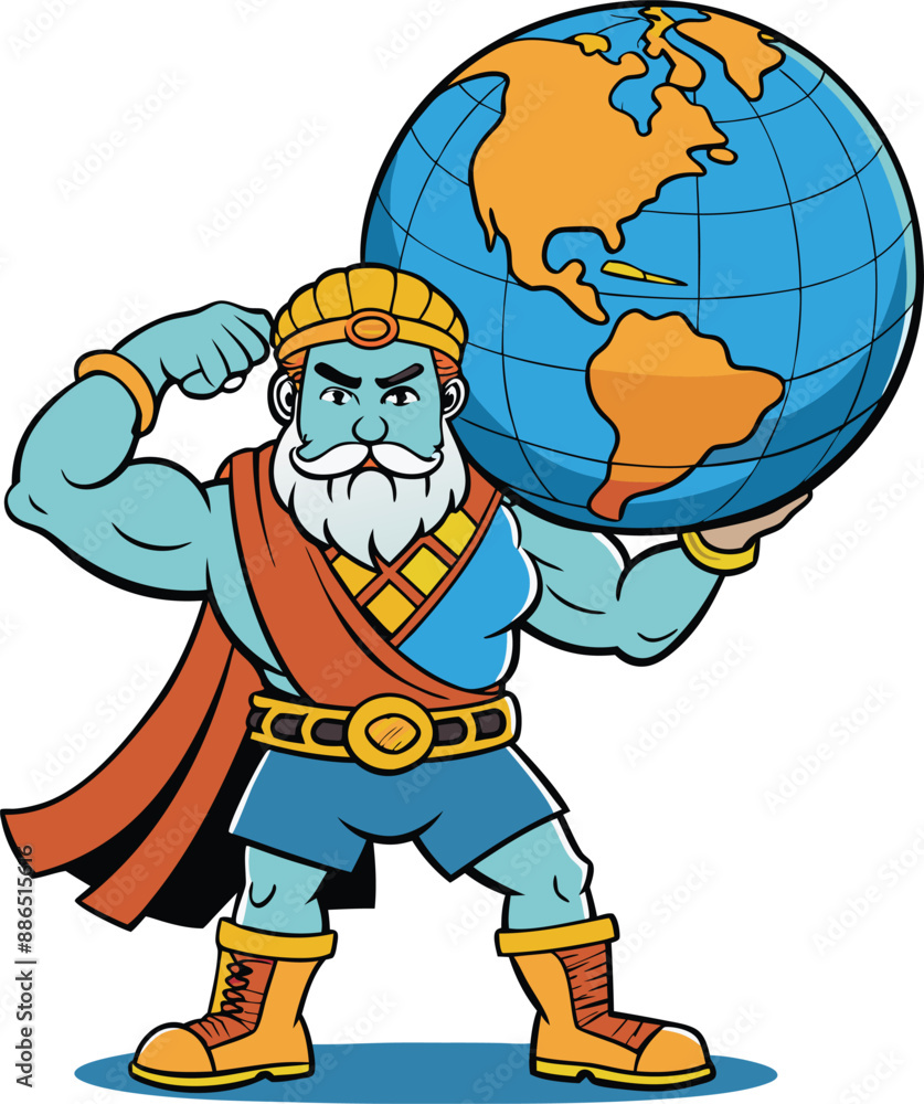 atlas man holding a globe vector illustration isolated on a white ...