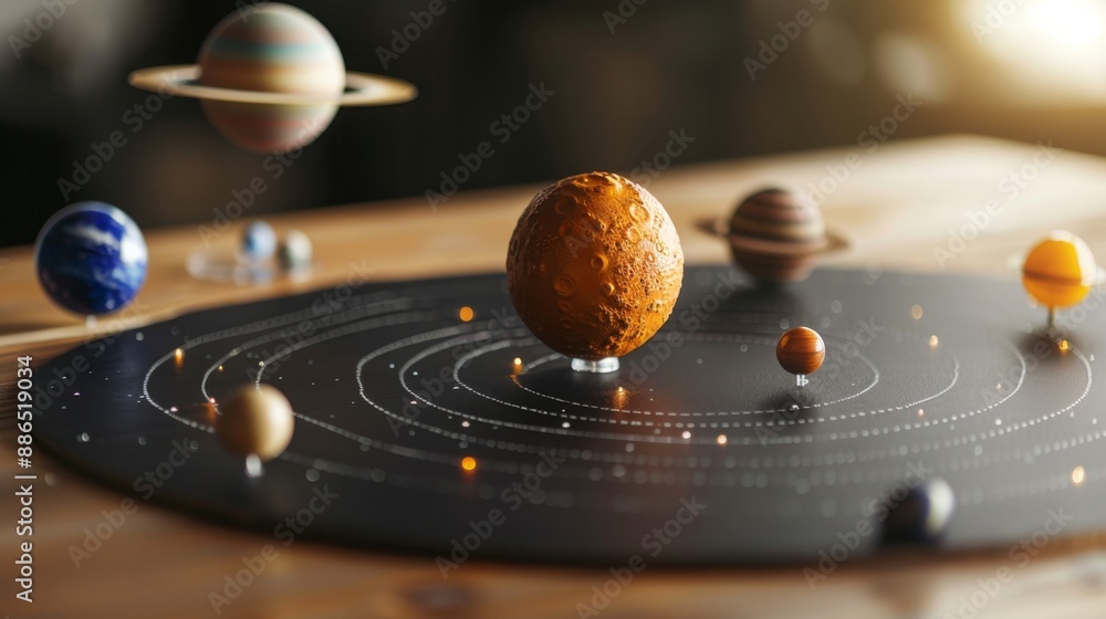 Miniature Solar System Model with Planets and Orbits. Stock Photo ...