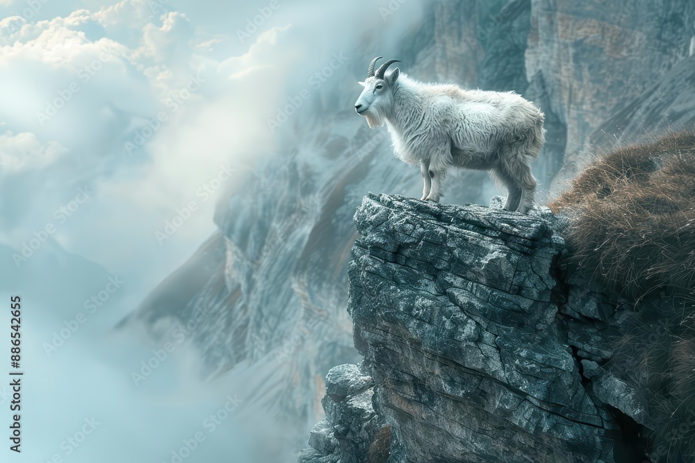 Capricorn symbol represented by a determined mountain goat climbing a ...