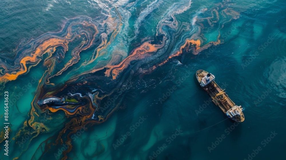 Oil spill pollution polluted water surface water pollution as a result ...