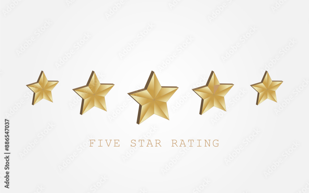 3D five star vector image, Five stars customer product rating review, 5 ...