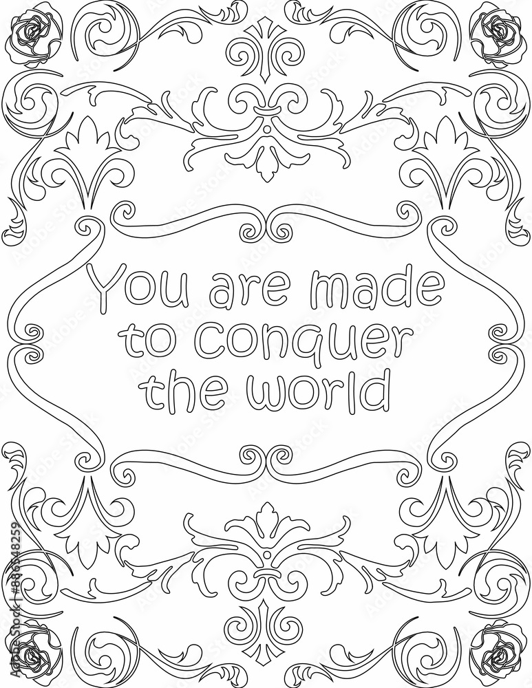 Printable floral coloring page for kids and adults with inspirational ...