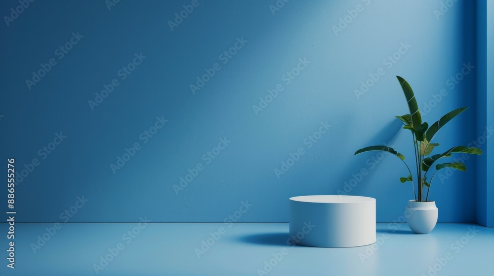 A simple and clear presentation on a blue background. A commercial ...