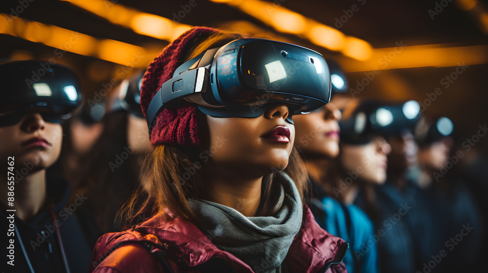 Students using VR headsets and other emerging technology, future ...