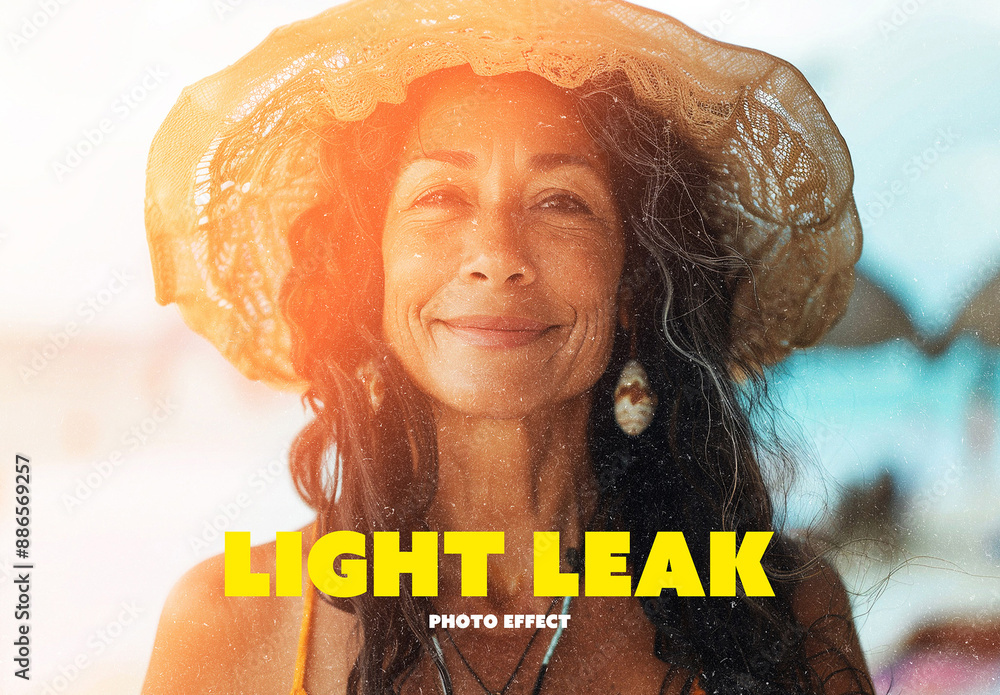 Light Leaks And Flares Photo Effect Mockup Stock Template | Adobe Stock