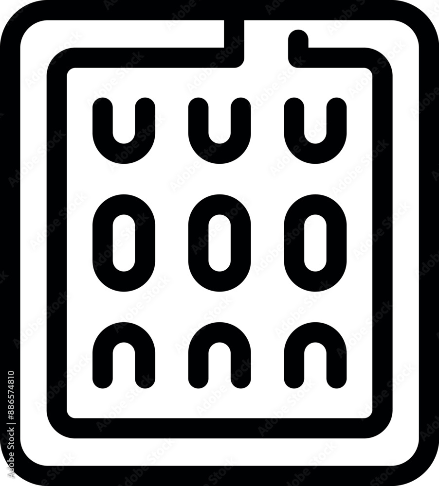 Simple black and white icon of a security keypad showing a combination ...