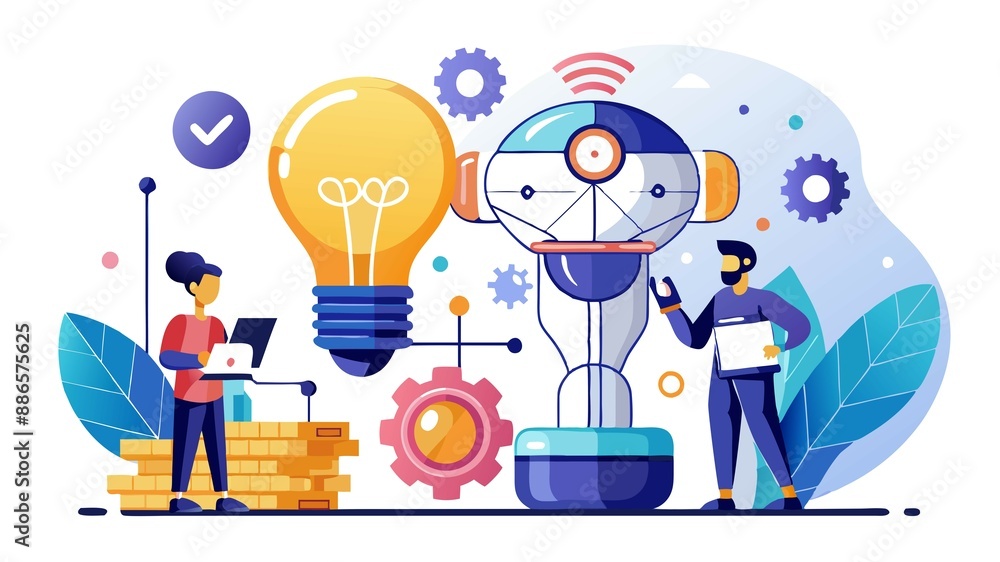 Embrace the power of human-AI collaboration! This captivating scene ...