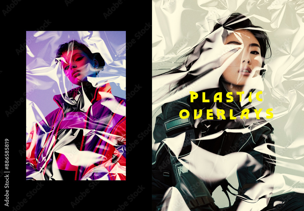 Plastic Texture Poster Overlays Mockup With Generative AI Stock Template | Adobe Stock
