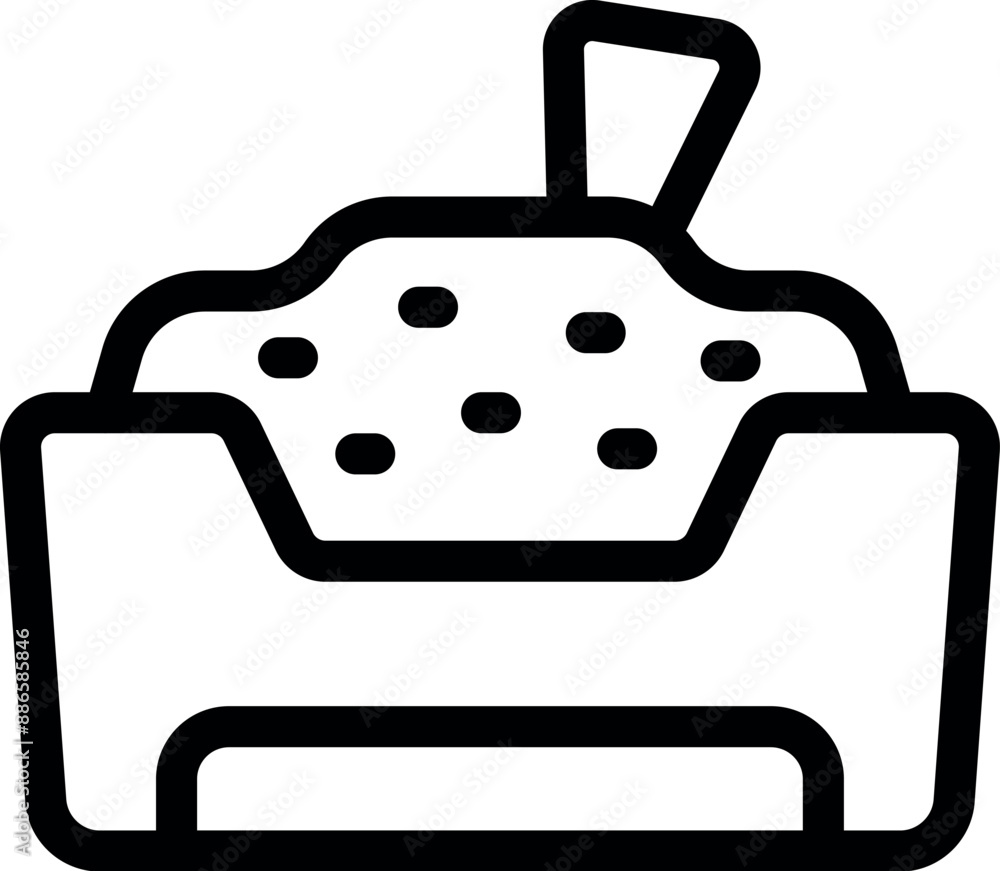 Line icon of a full paper tray with a document flag, representing a ...