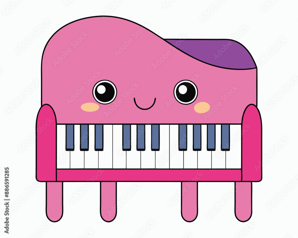Cute Piano Vector Illustration - Cartoons, Clipart, and Line Art Design ...