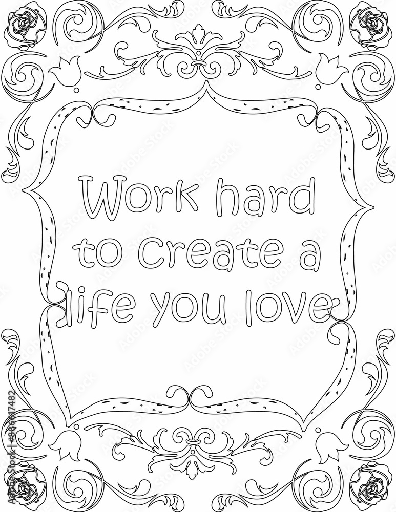 Printable floral coloring page for kids and adults with affirmation ...