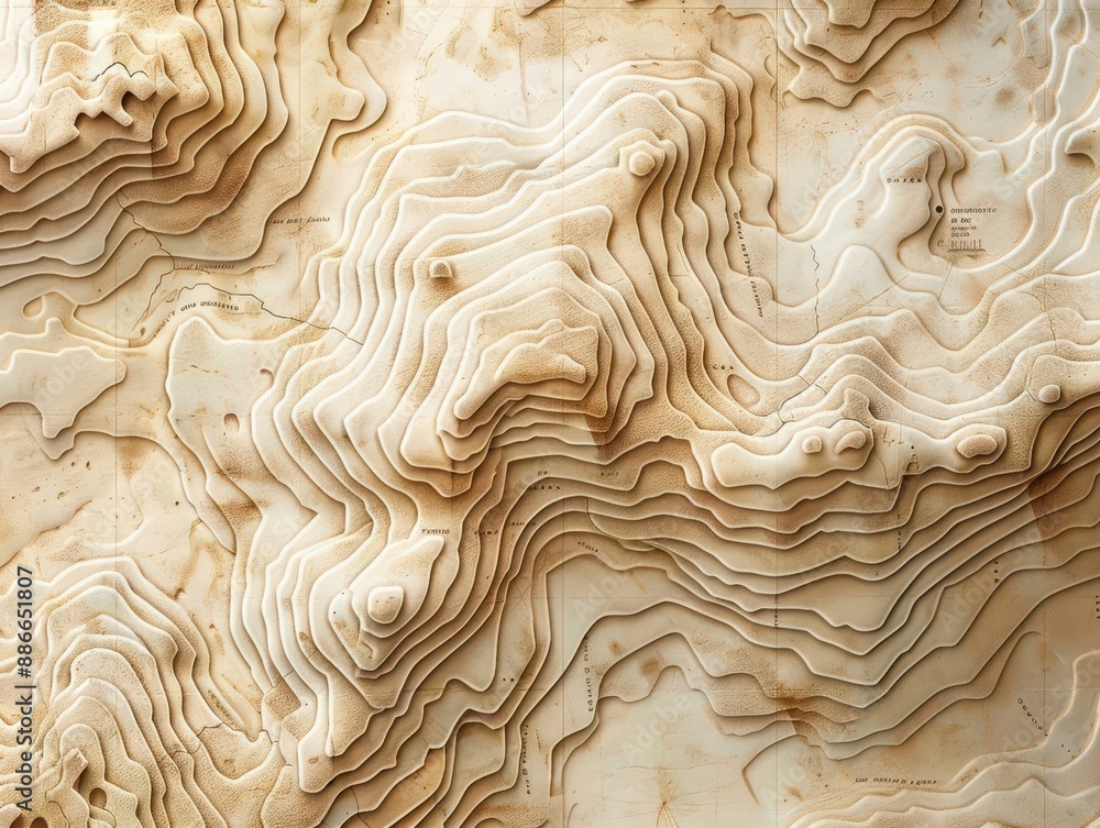 topographic terrain map with intricate contour lines detailed elevation ...