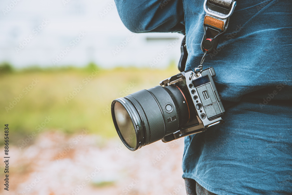 Modern full frame digital camera compact small size, light weight, easy ...