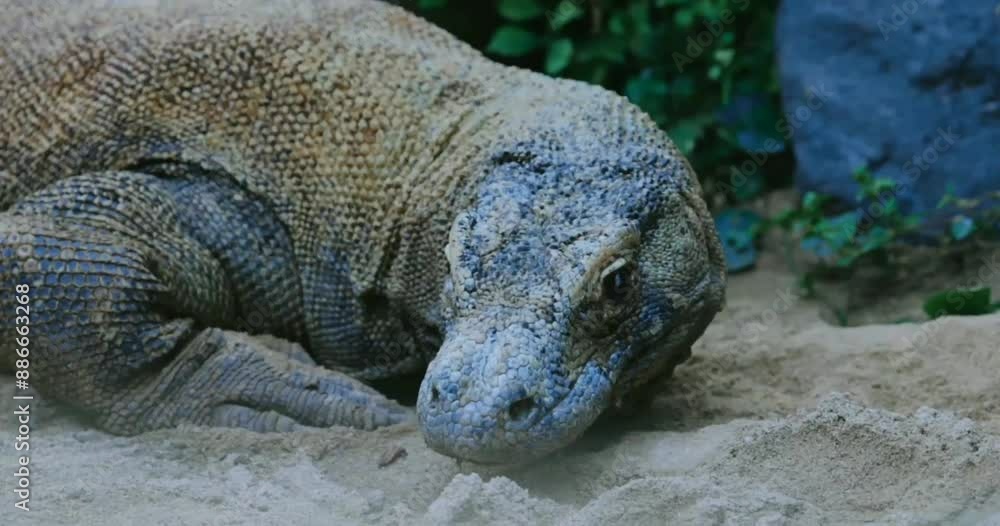 4k the Komodo dragon looks silent and fiercely alert, sticking out its ...
