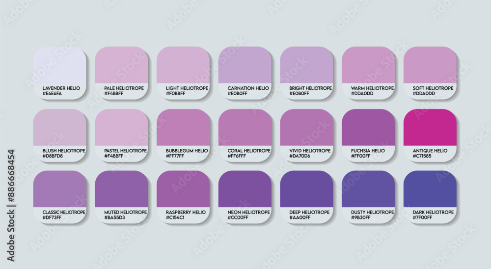 Heliotrope Color Palette, Heliotrope Color Guide Palette with Color ...