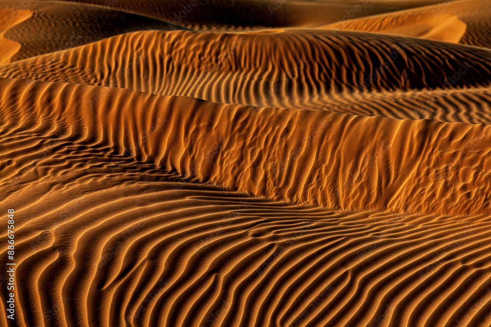 Full frame close-up of ripples and sand ridges in the desert, Saudi ...