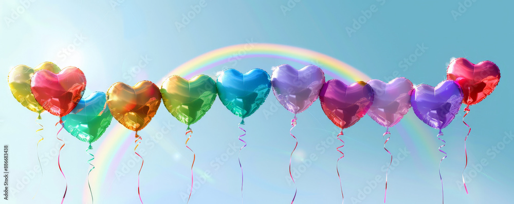 A vibrant background featuring a bunch of rainbow-colored heart ...
